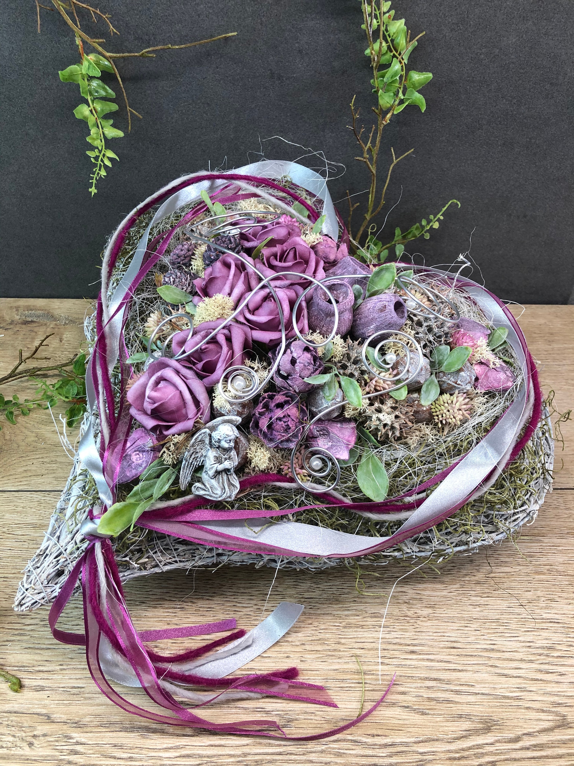 Grabgesteck Grabschmuck Herz Wunschgröße Grabdekoration - Etsy