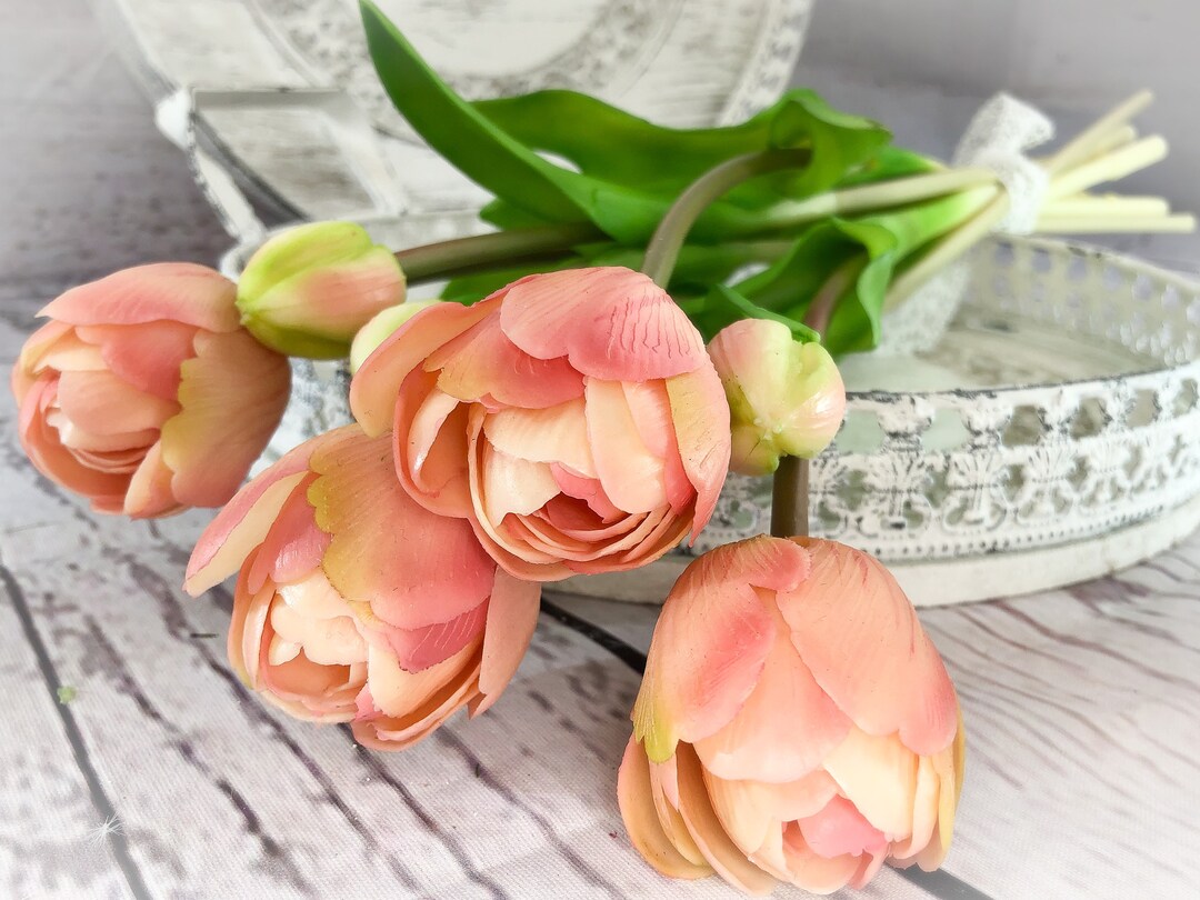 Tulip Large Tulips Filled Real Touch Silk Flowers Artificial Artificial ...
