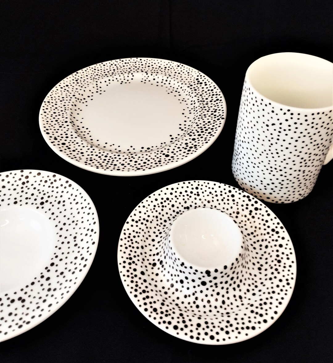 Breakfast Set Porcelain Hand-painted With Dots - Etsy
