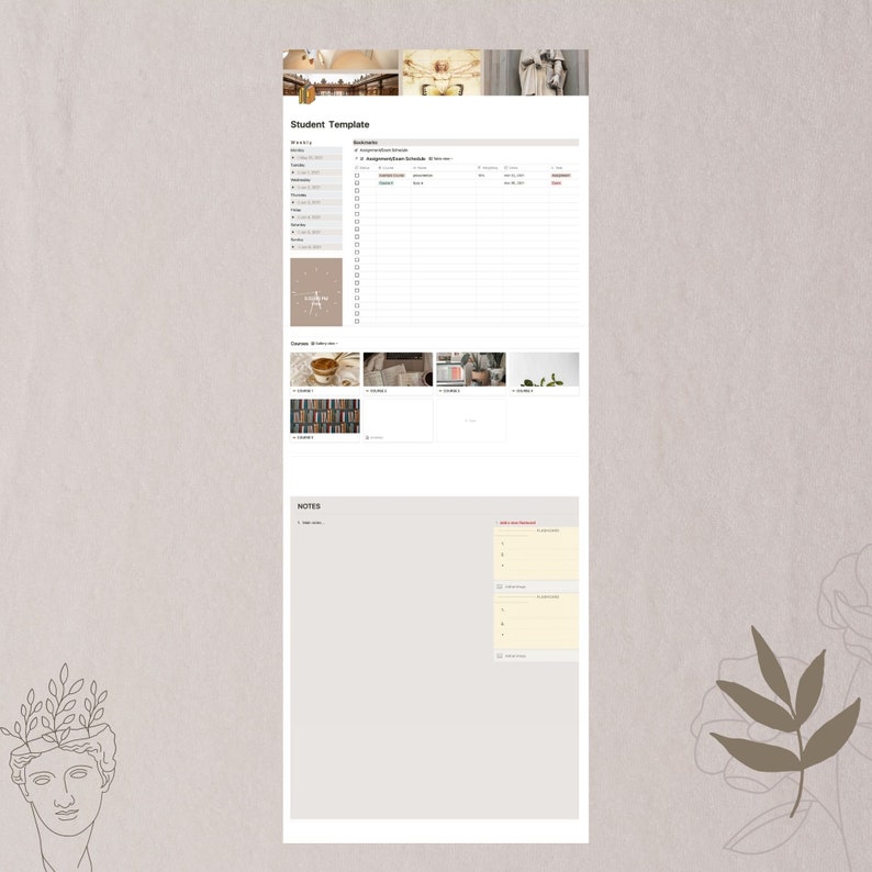 Notion Student Template Notion Template Notion College Template Uni 