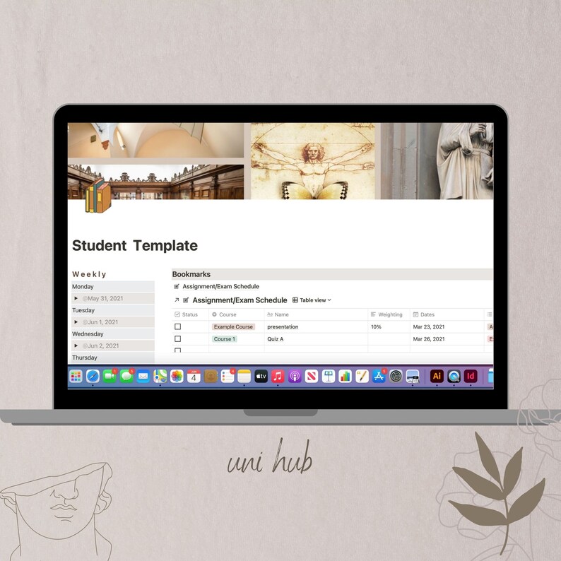 Notion Student Template Notion Template Notion College - Etsy