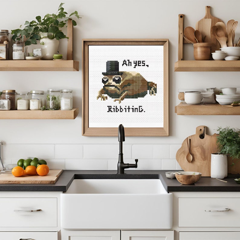 Ribbiting Frog Beginner Cross Stitch Pattern 70x70 Stitches - Etsy