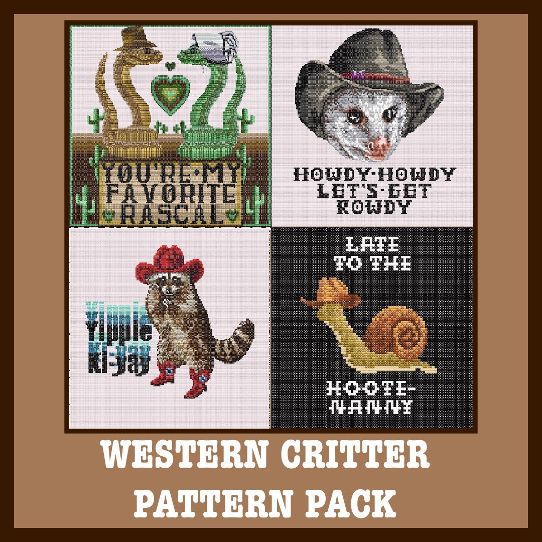 Western Critter Pattern Pack, Set of Four PDF Cross Stitch Patterns - Etsy