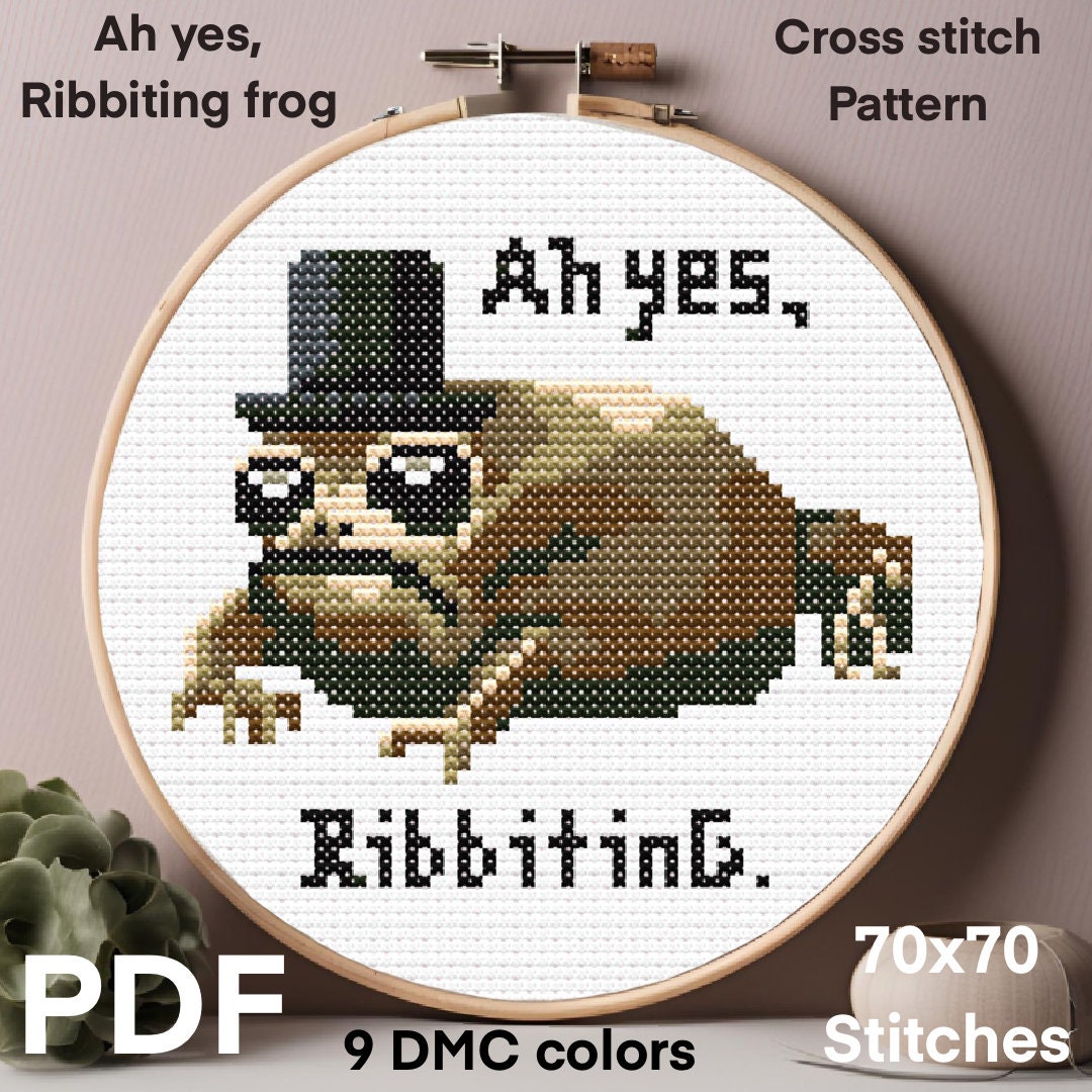 Ribbiting Frog Beginner Cross Stitch Pattern 70x70 Stitches - Etsy