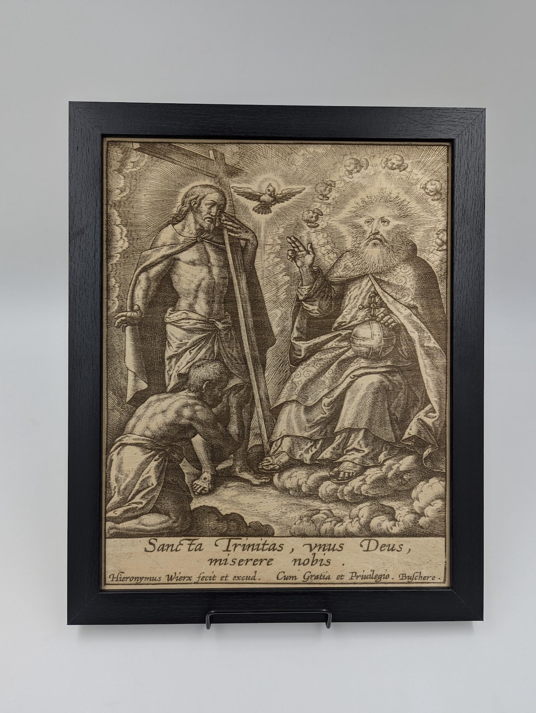 Framed Holy Trinity Laser Engraving: Hieronymus Wierix Christian Art - Etsy