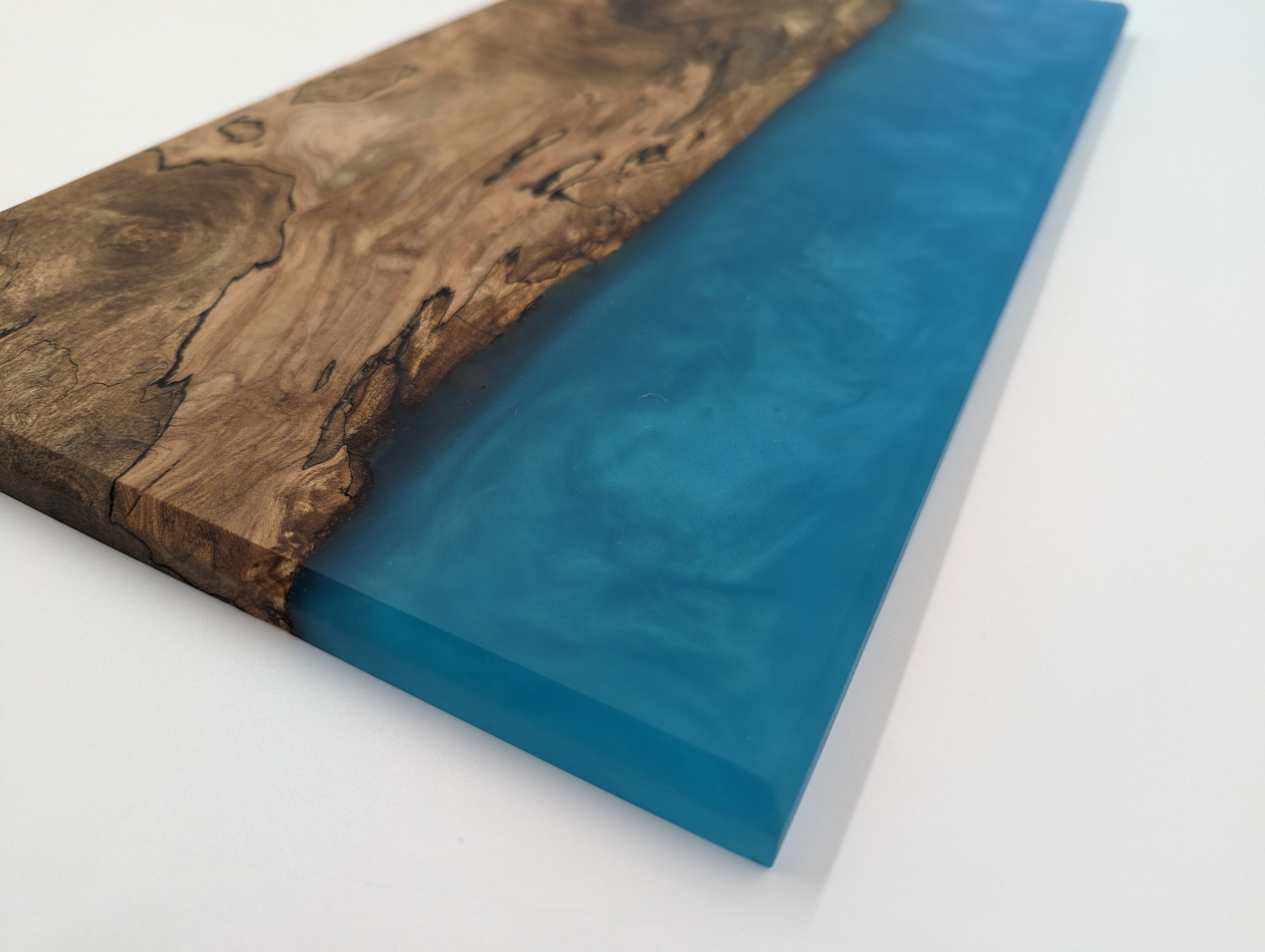 Artisanal Spalted Maple and Okinawa Blue Epoxy Charcuterie Board A ...