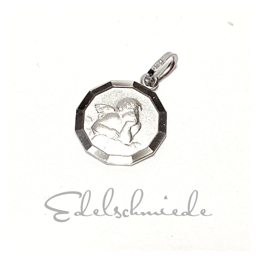 Guardian Angel Pendant 925/- Silver Rhod. With the Inscription: God ...