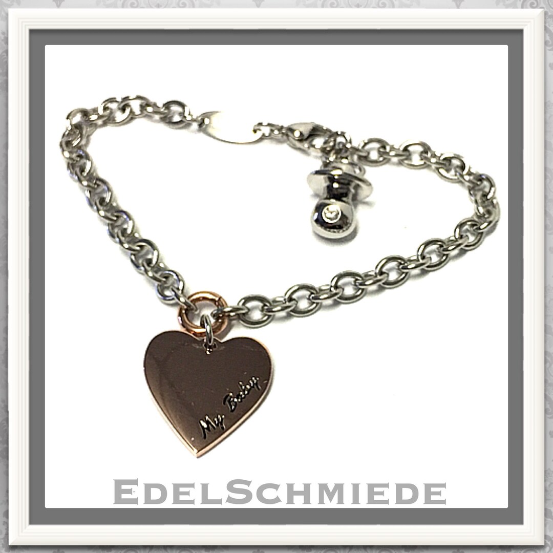Birth Bracelet - Stainless Steel With Heart Pendant - Etsy