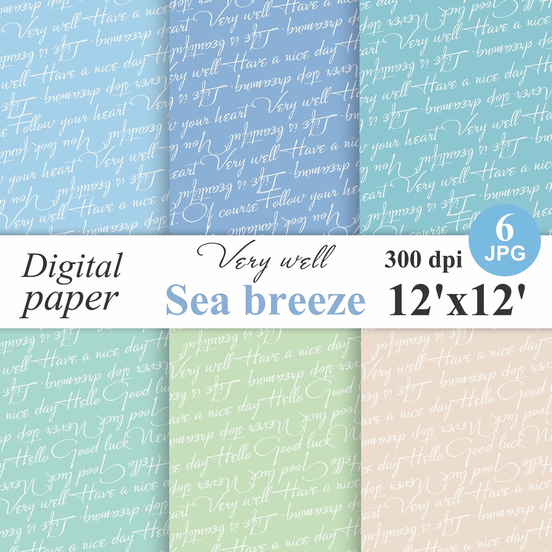 Digital Paper, Scrapbooking Paper Set, Blue, Green Colors, Beautiful ...