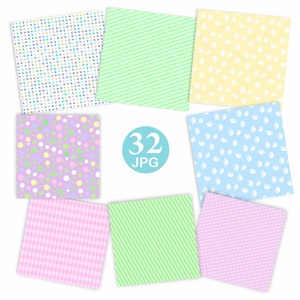 Set of Digital Paper Spring Pastels. 32 Sheets Scrapbooking Paper ...
