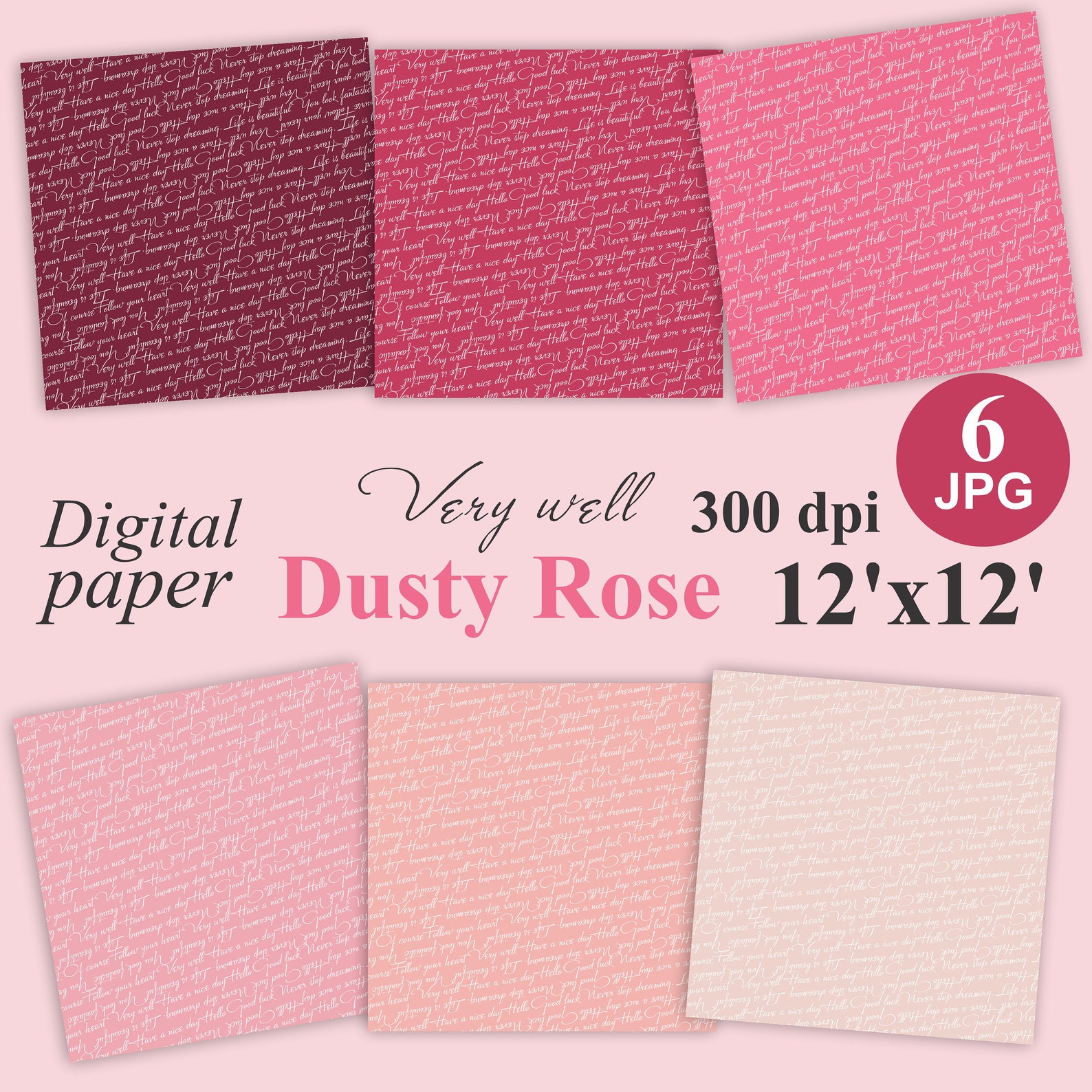 Digital Paper, Scrapbooking Paper Set, Pink Shades, Beautiful Color ...