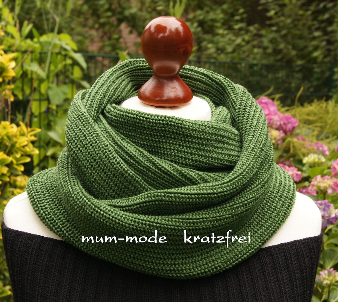 Bufanda, bufanda redonda merino fino, verde, bufanda de invierno ...