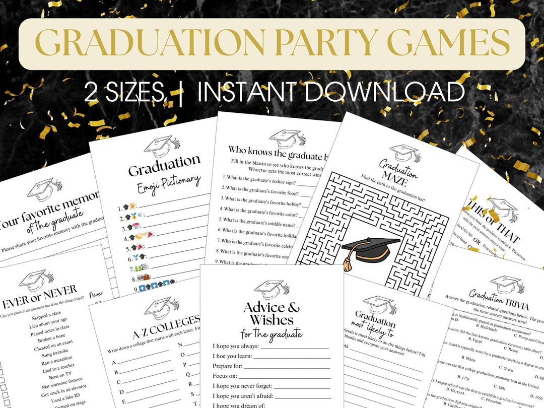 2025 Graduation Party Games, Grad Printable Games, College Grad Party ...