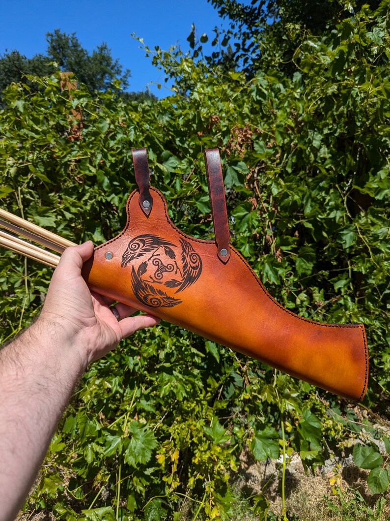 Hand Crafted Leather Hip Quiver With Viking Raven Etching - Etsy