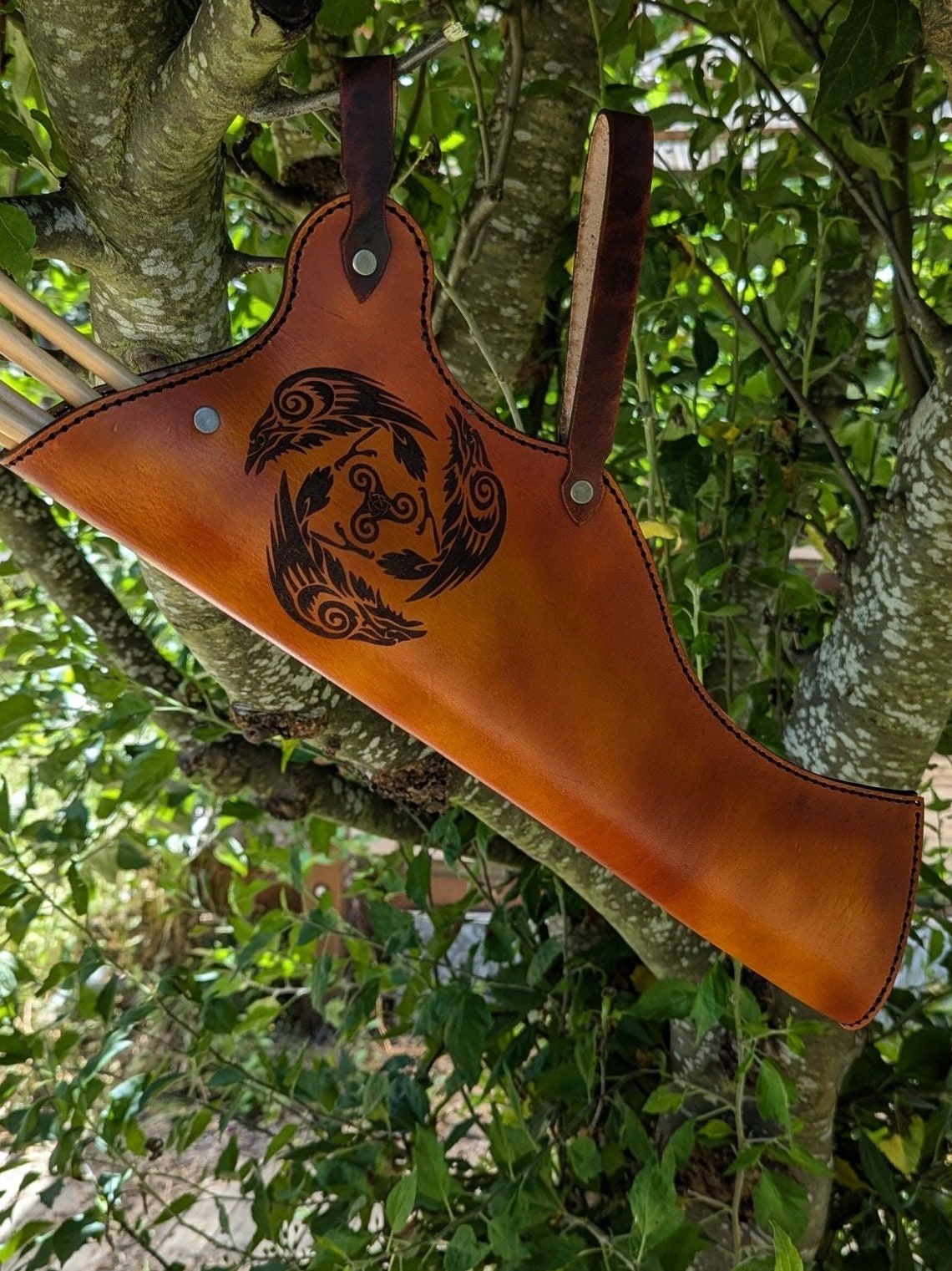 Hand Crafted Leather Hip Quiver With Viking Raven Etching - Etsy