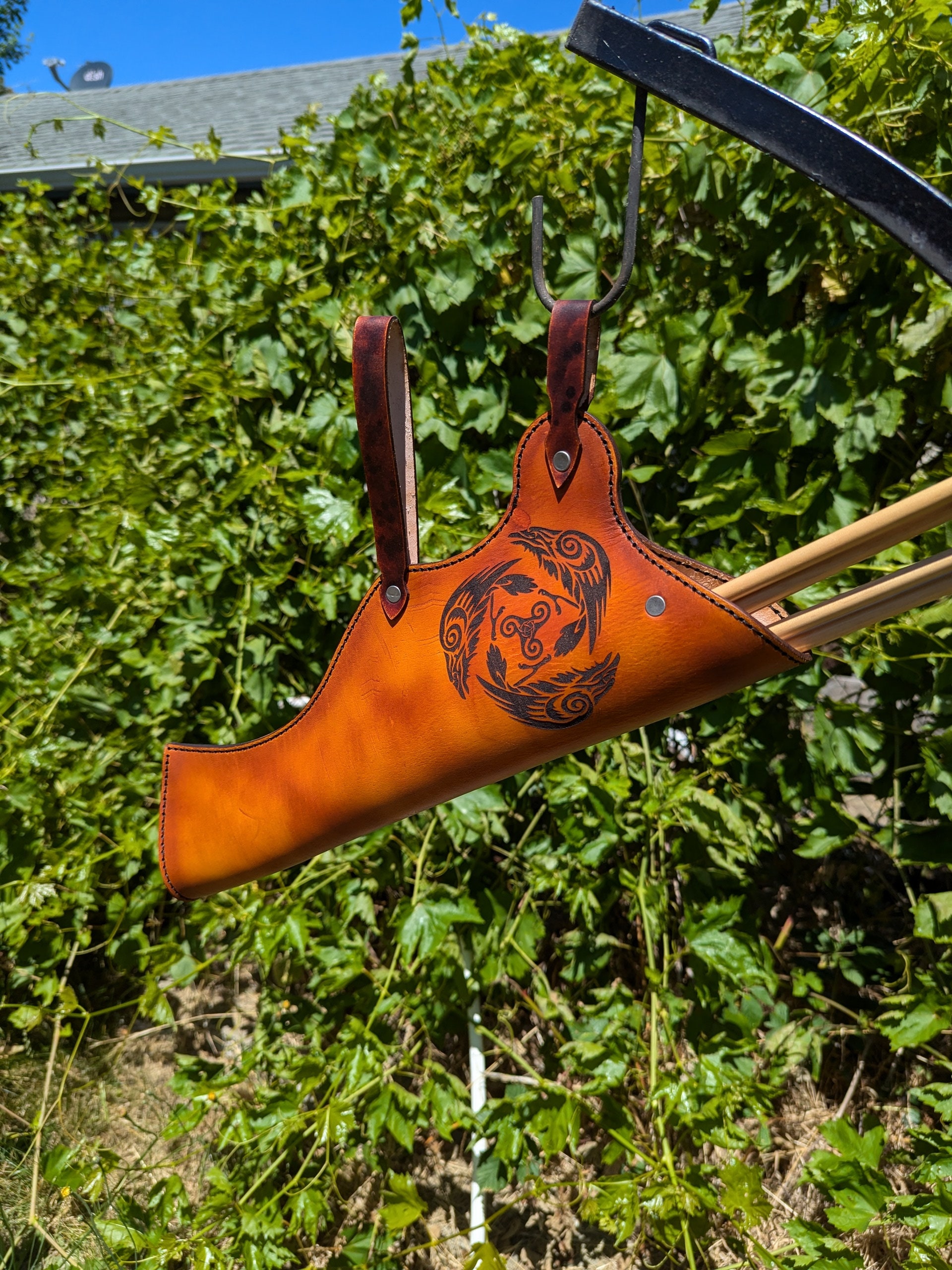 Hand Crafted Leather Hip Quiver With Viking Raven Etching - Etsy
