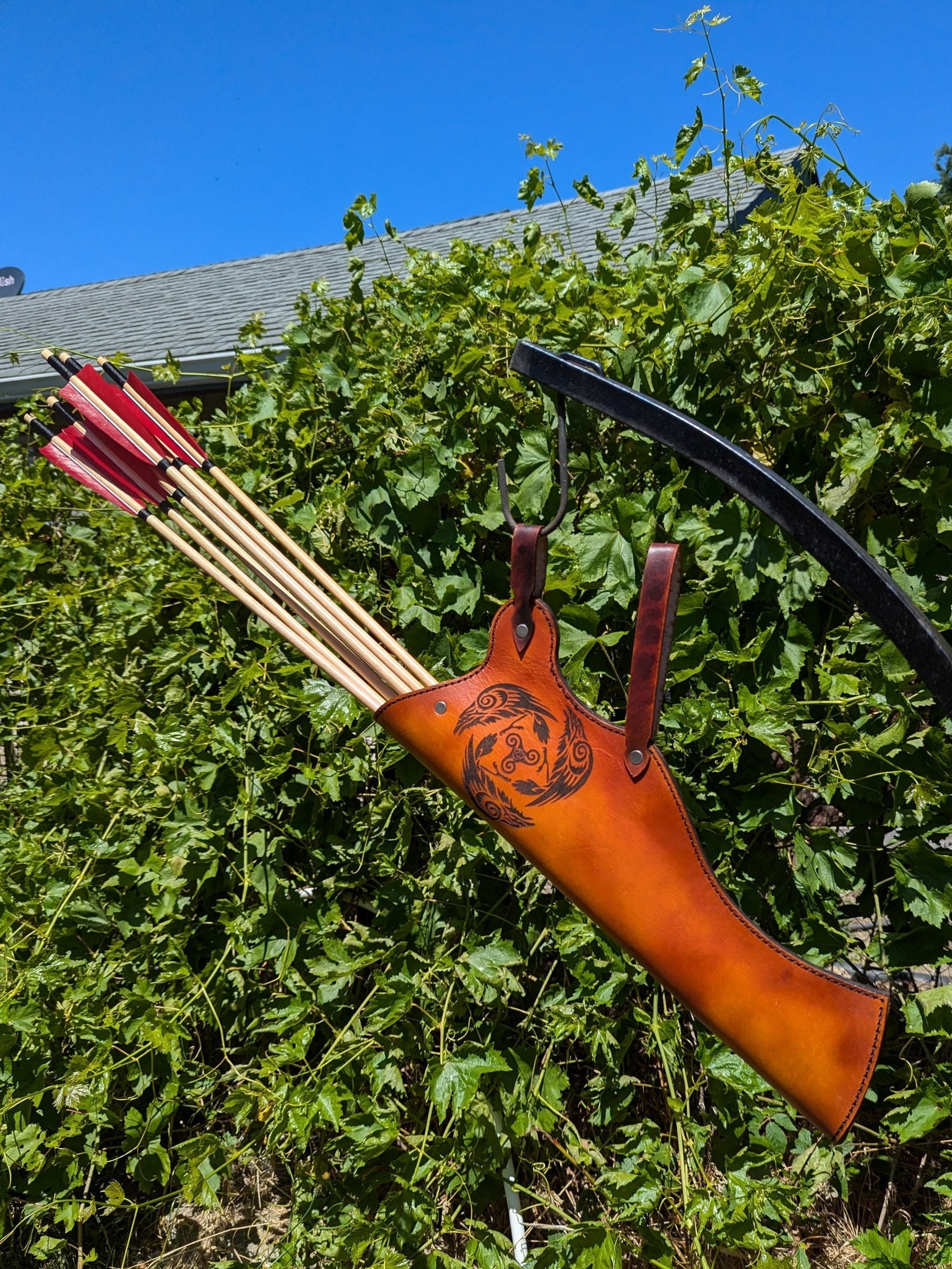 Hand Crafted Leather Hip Quiver With Viking Raven Etching - Etsy