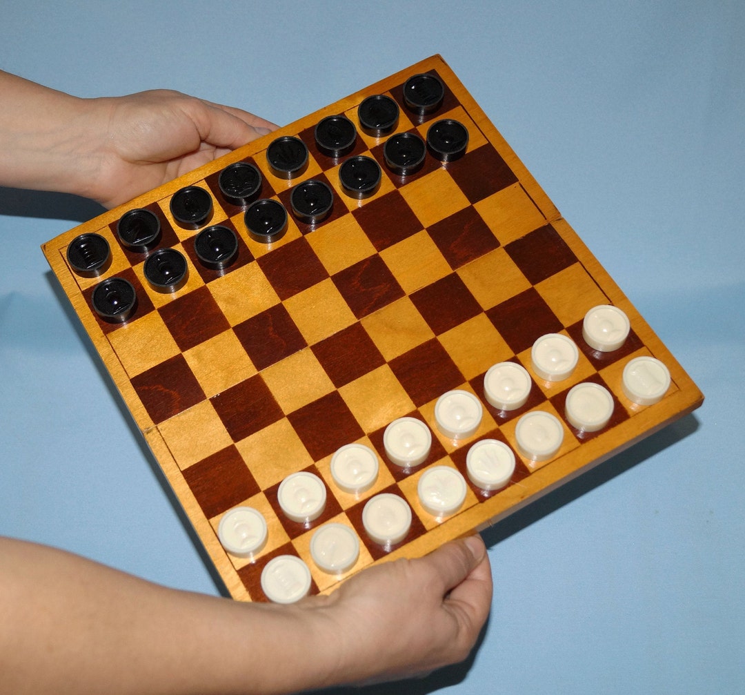 Game Gift Vintage Game Educational Game Chess Checkers Table Game ...