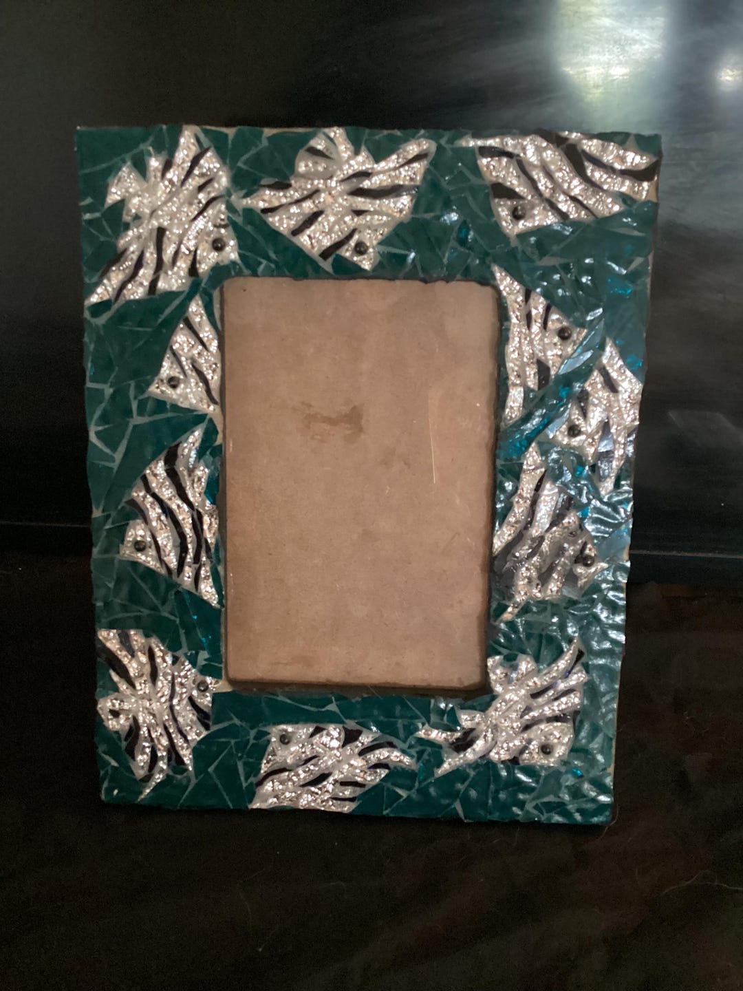 Teal Angel Fish Photo Frame: Sparkling Silver Glass - Etsy