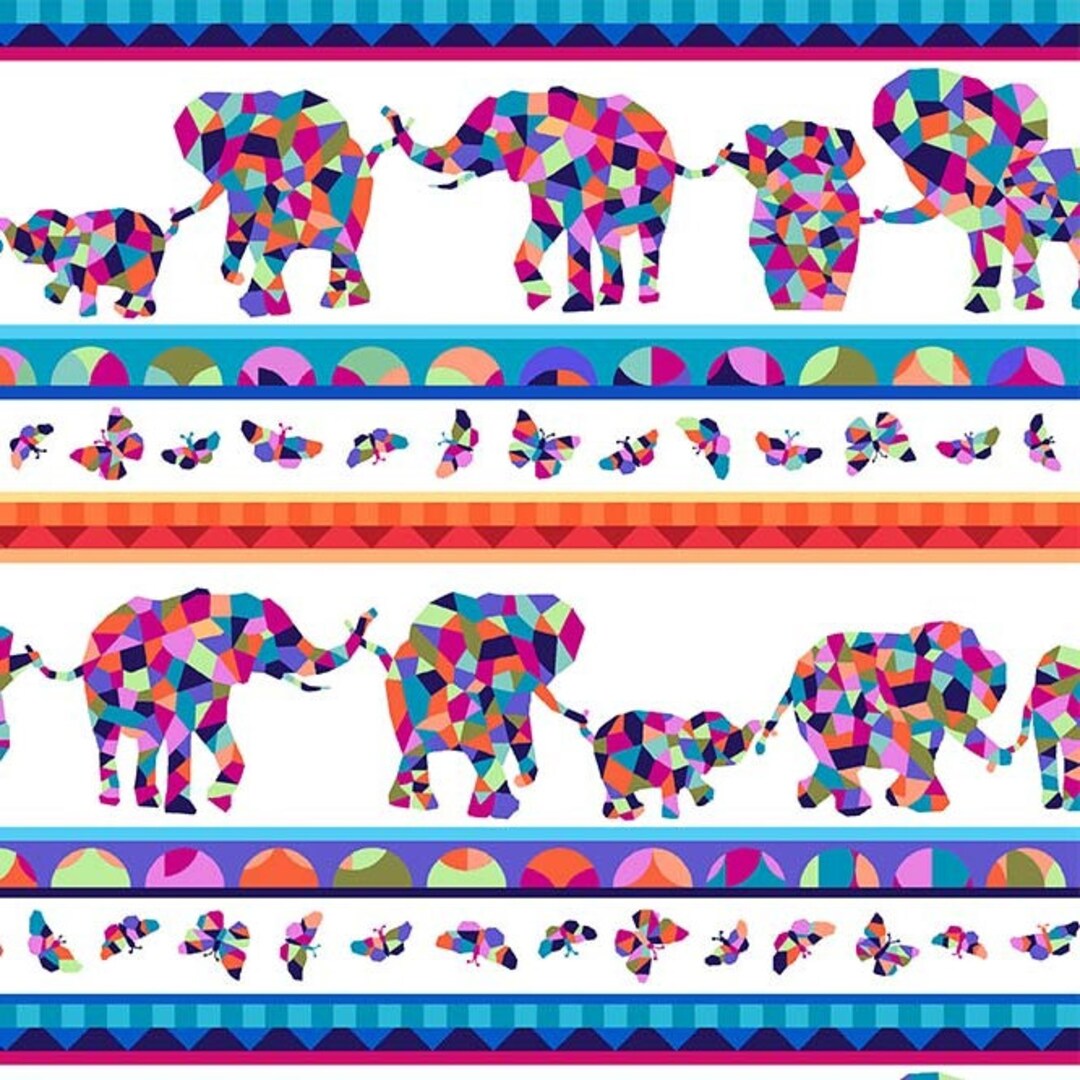 Michael Miller "block Party" - Colorforms - Multi - Elephants ...