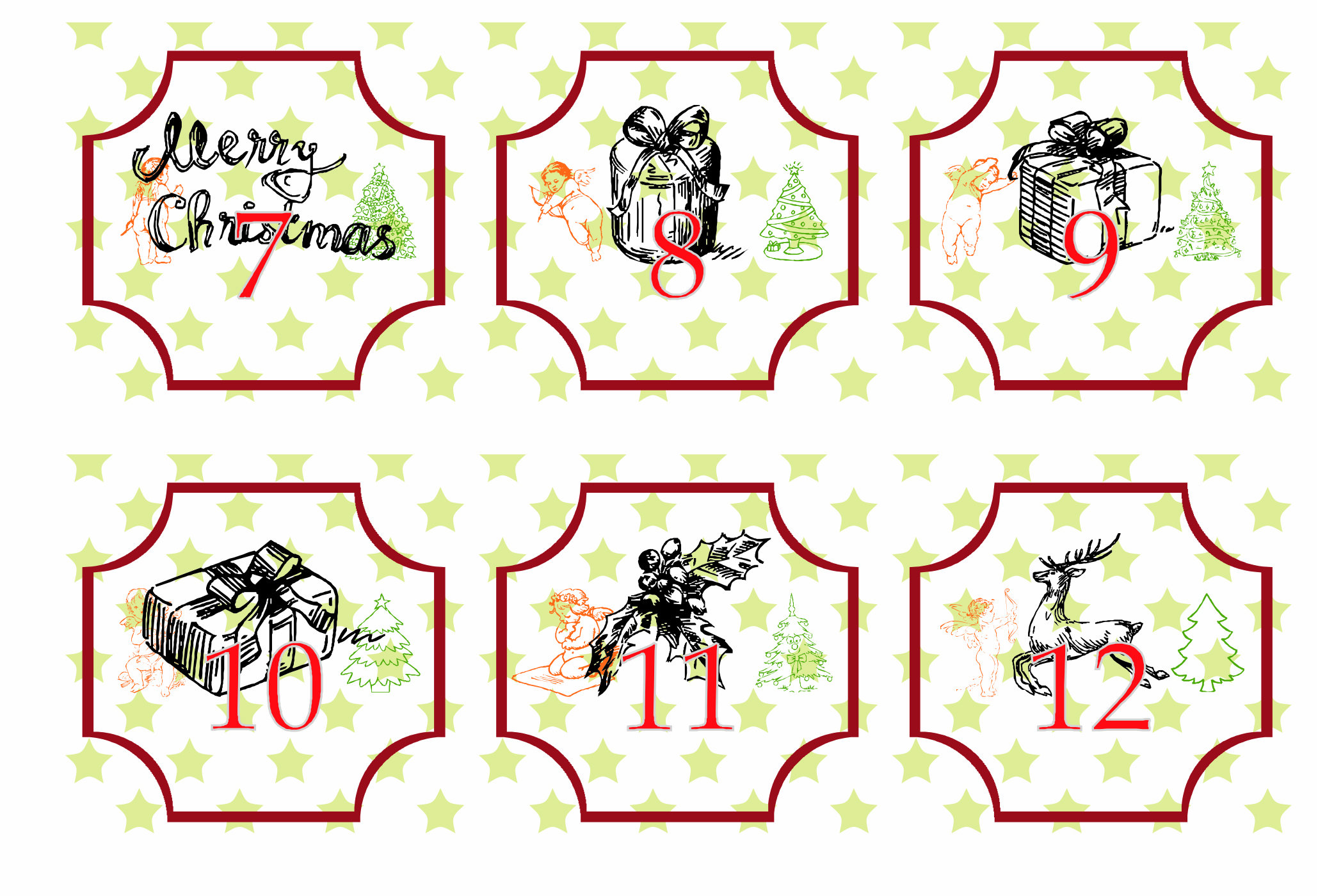 Pegatinas para imprimir en calendarios de Adviento estrella - Etsy México