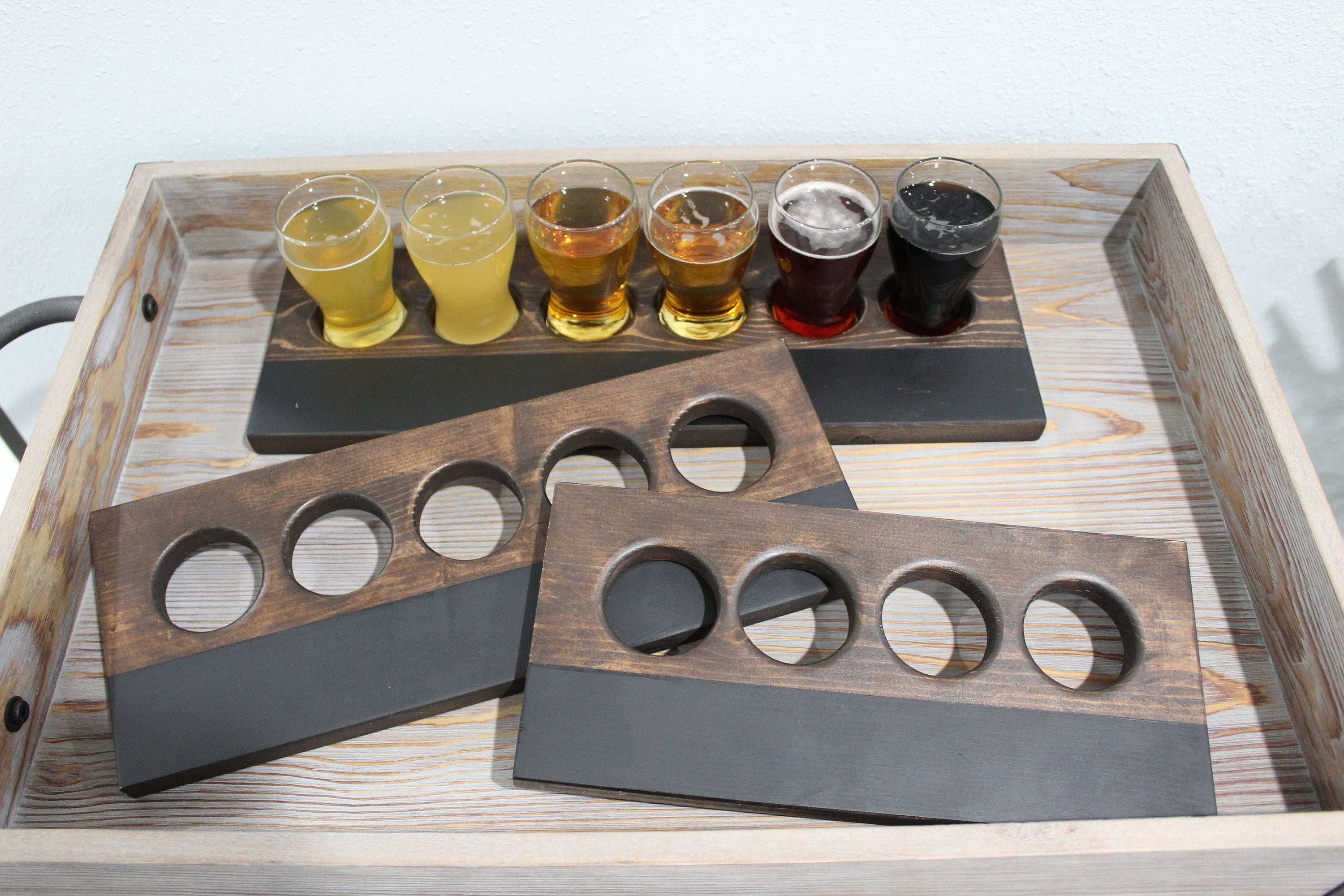 Beer Flight Tasting Wooden Tray Holder With Glasses and Chalkboard ...