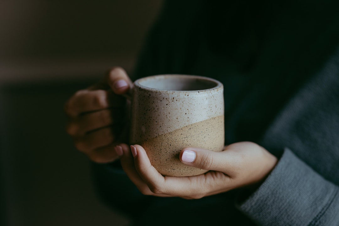 Classic White & Speckled Tan Mug - Etsy