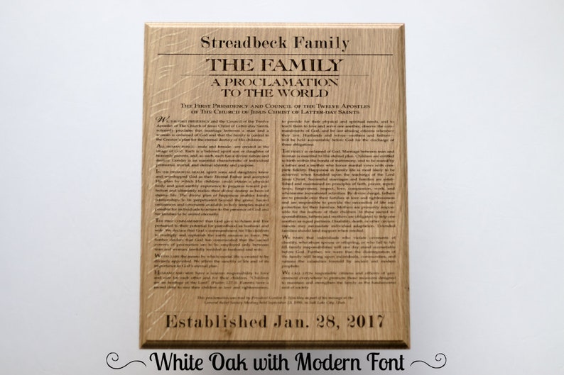 Personalized Family Proclamation to the World 12x15 Solid Wood Plaque ...
