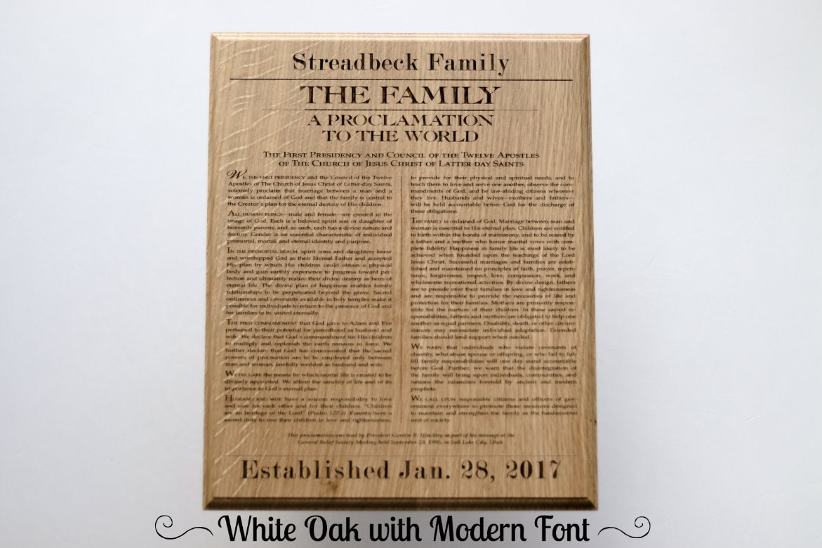 Personalized Family Proclamation to the World 12x15 Solid Wood Plaque ...