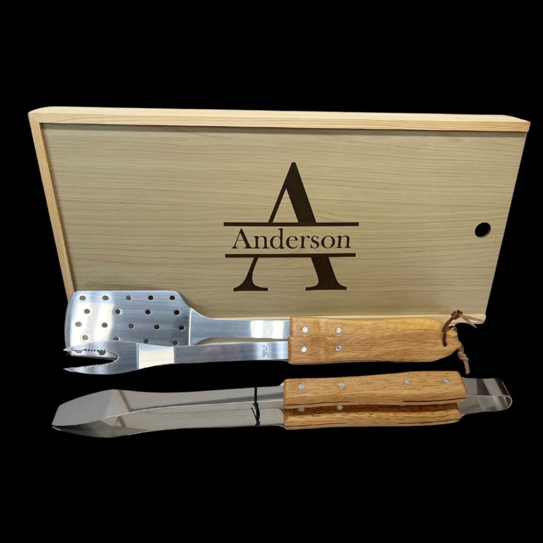 Personalized Monogrammed BBQ Grill Set 3-piece | Grill Set for Dad Gift ...