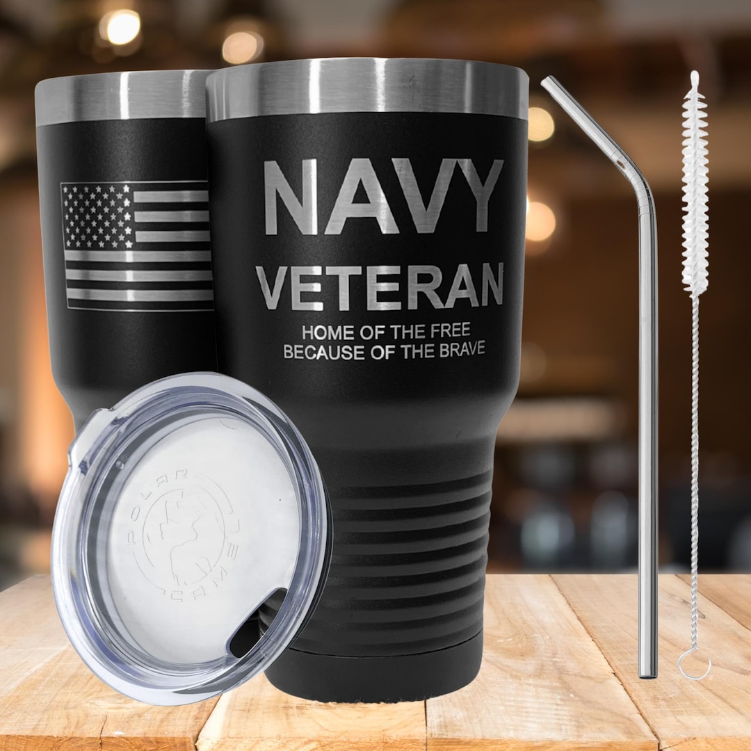 Navy Veteran Tumbler American Flag Military Cup for Men Veterans Day ...
