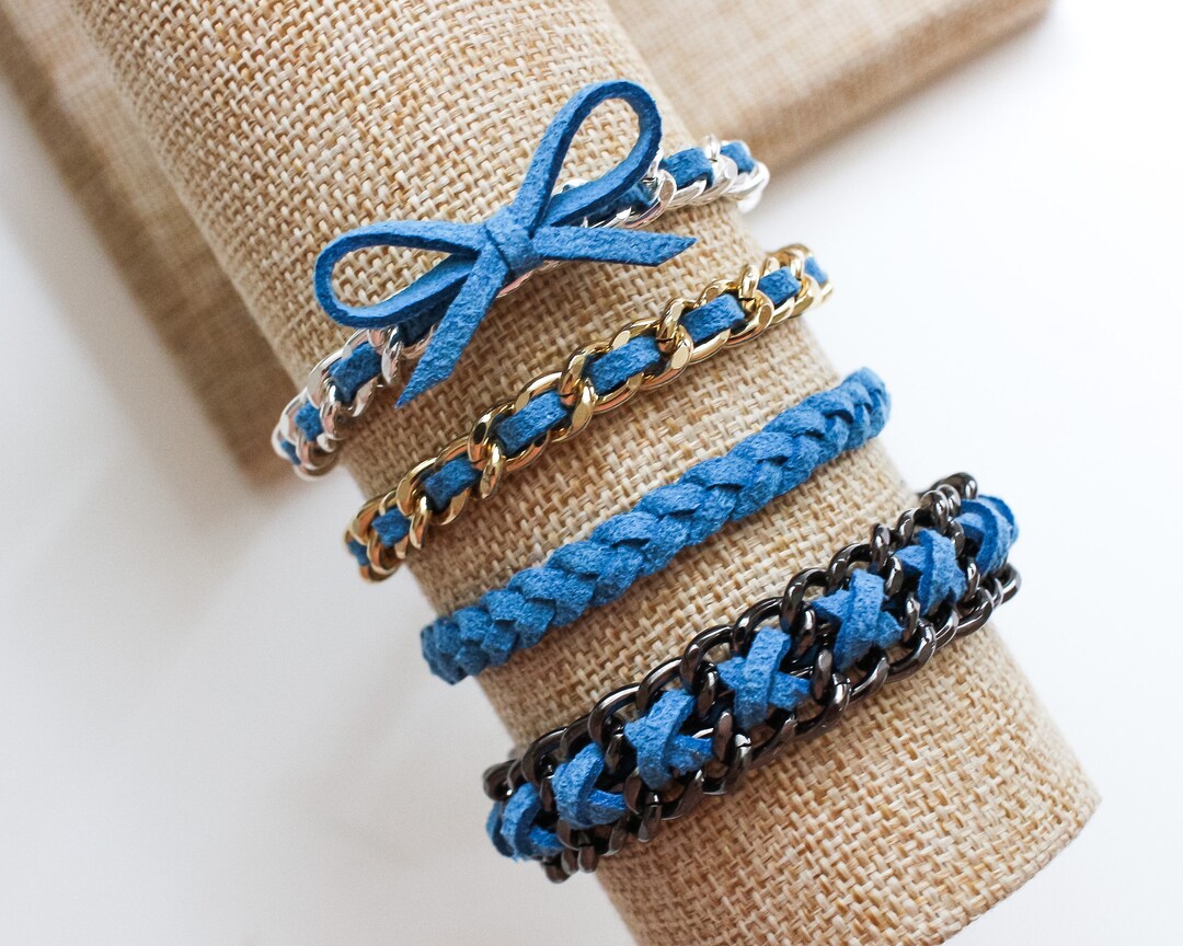 Sky Blue Suede Bracelets - Etsy