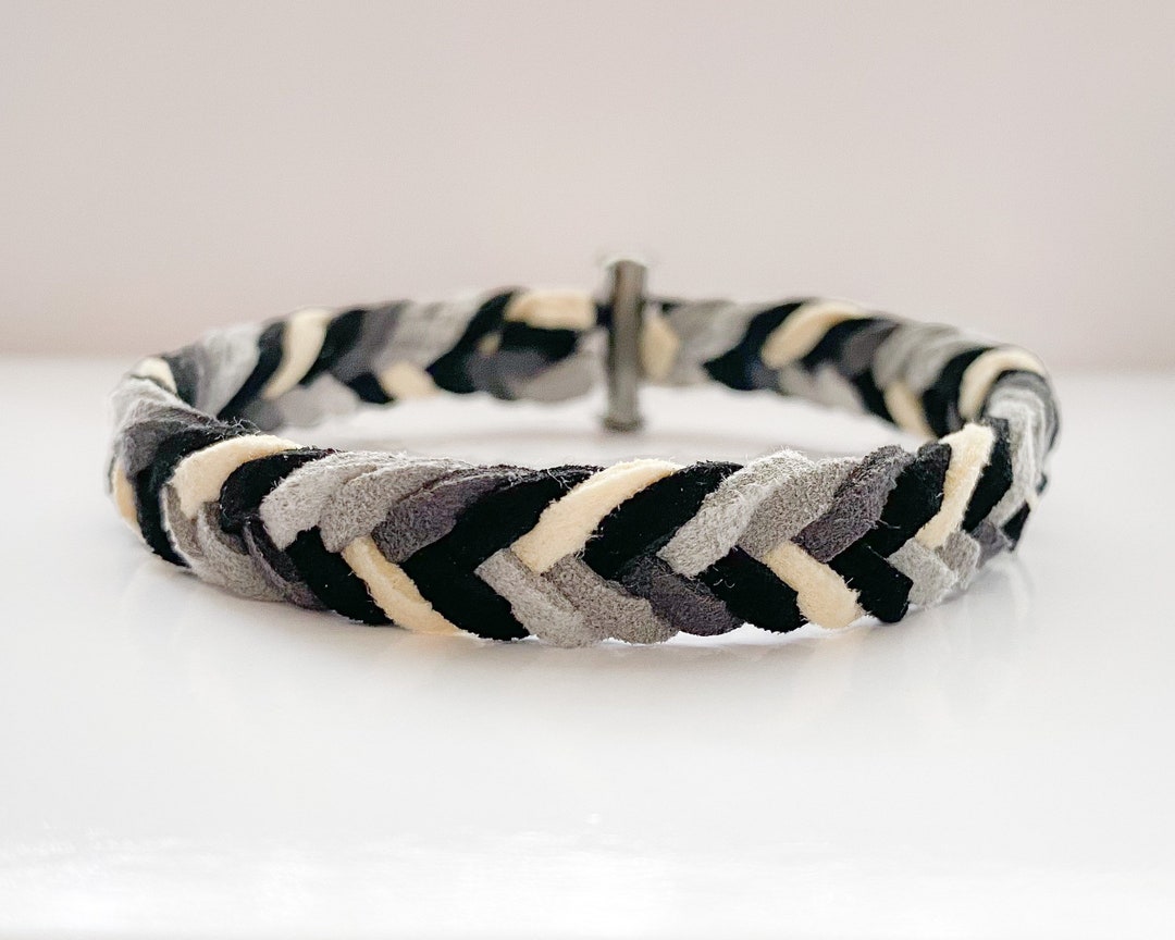 Black Ombré Chevron Suede Twist Braid Bracelet - Etsy