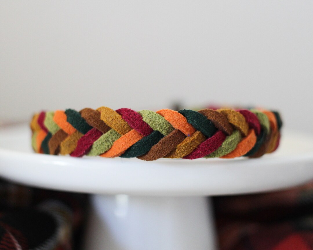 Chevron Twist Braid in Autumn Harvest - Suede Bracelet, Colorful Braid ...