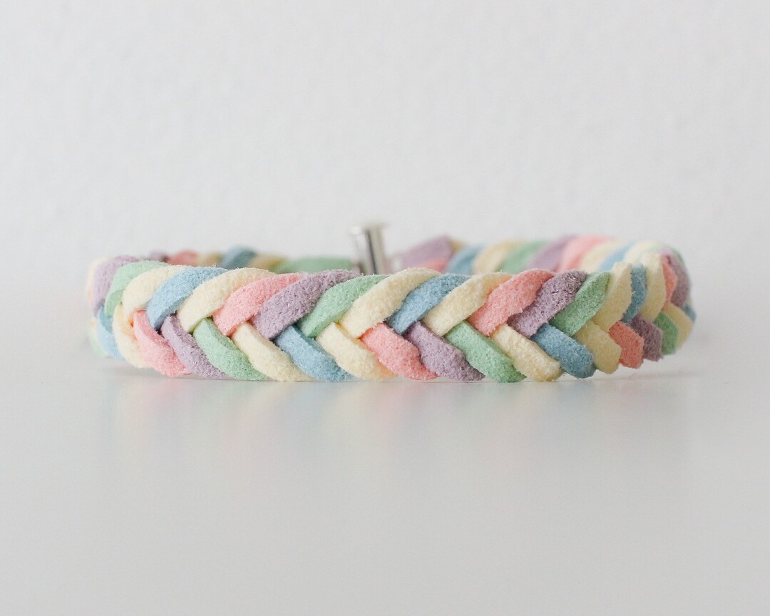 Pastel Chevron Braid Suede Bracelet: Colorful Friendship Jewelry - Etsy