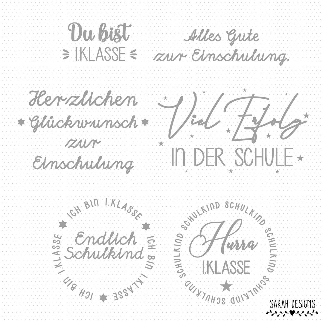 Plotterdatei Einschulung 6er Set - svg,dxf - Etsy.de