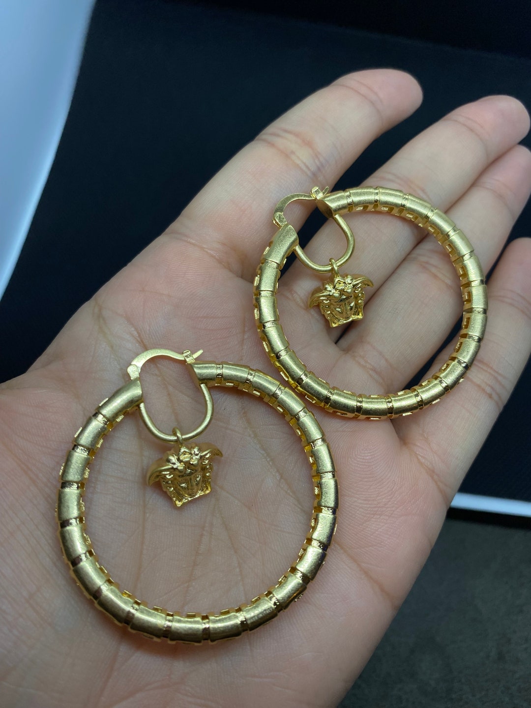 Gold Medusa Head Hoop Style Earrings - Etsy