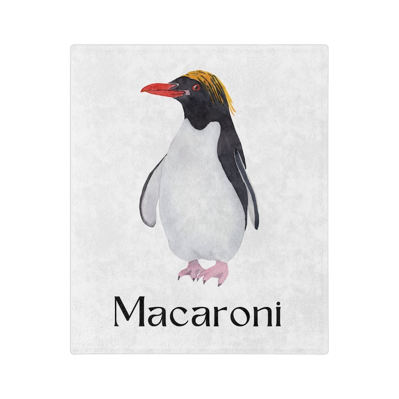 Macaroni Penguin Watercolor Blanket - Playful Wildlife Throw - Ideal ...