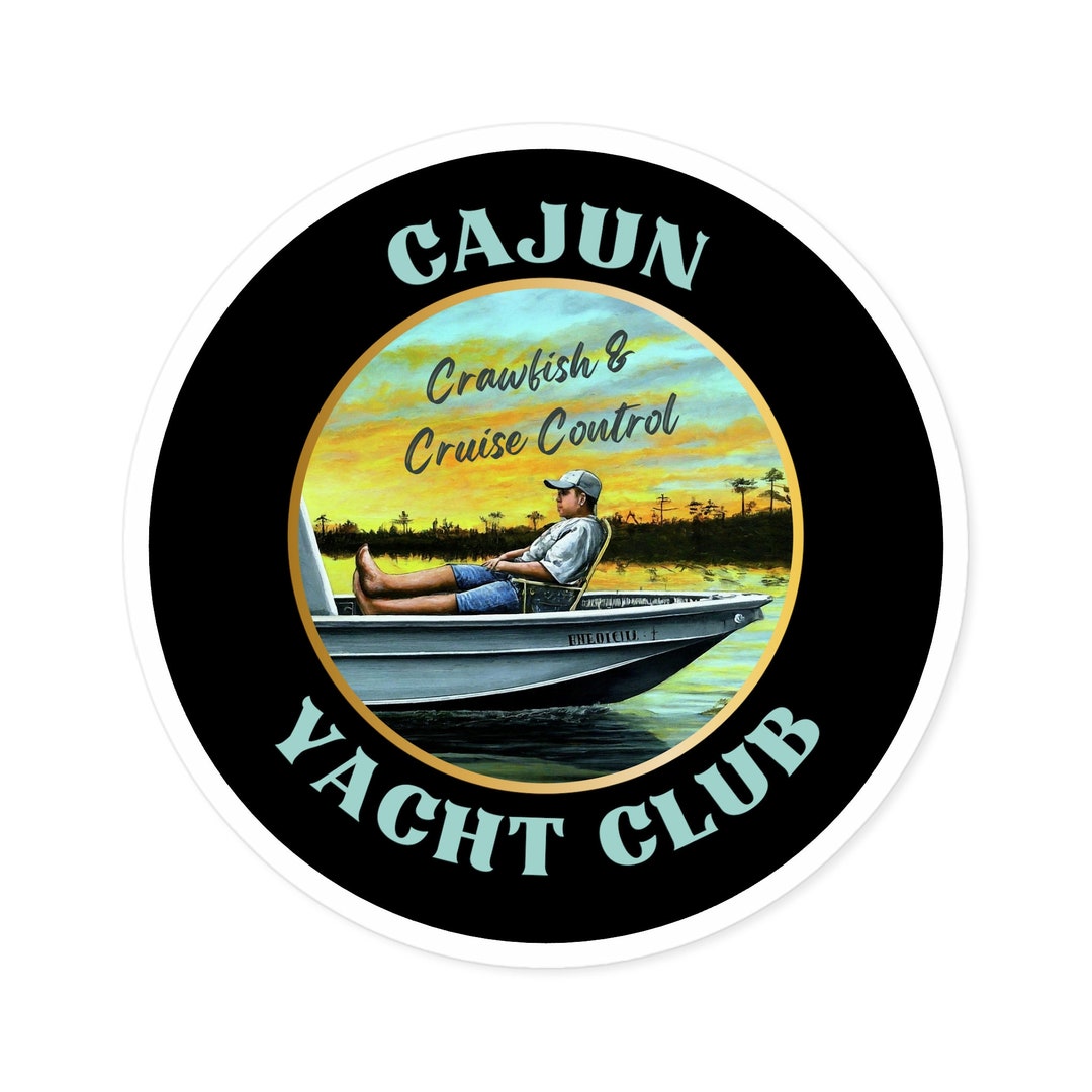 Cajun Yacht Club Round Stickers Durable Vinyl Decals for Indoors and ...