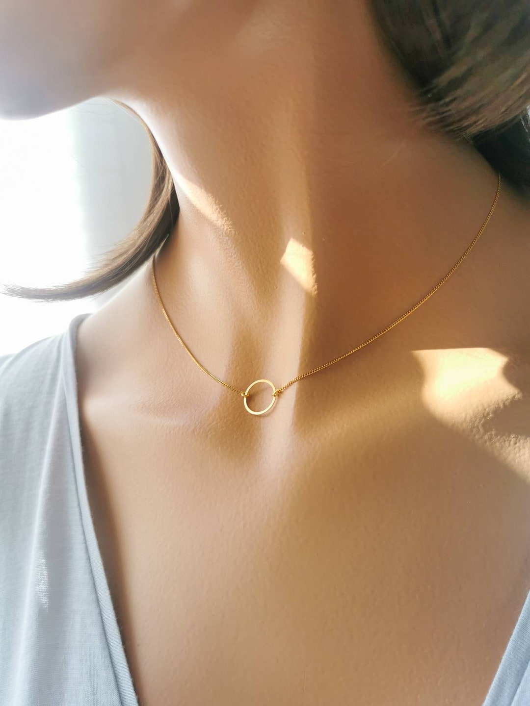 925 Silver Karma Necklace With Flat Circle Ring Chain Real Silver Jewelry PDS35HV - Etsy