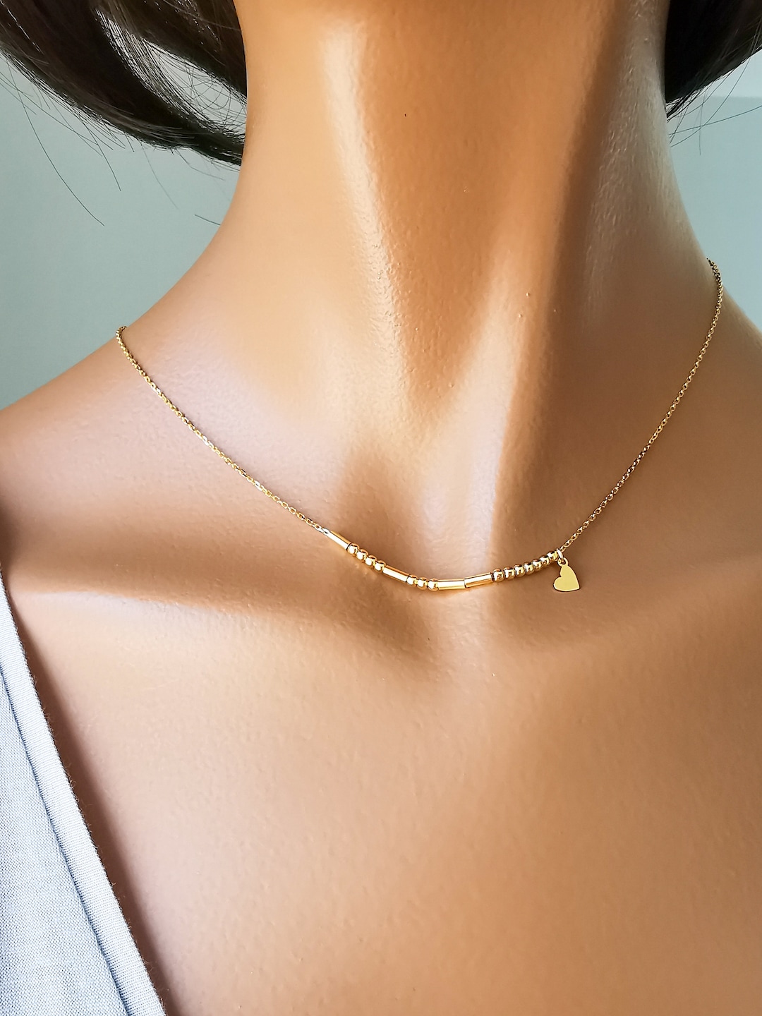 Custom Morse Code Neck Chain, custom 925 Sterling Silver With Heart ...