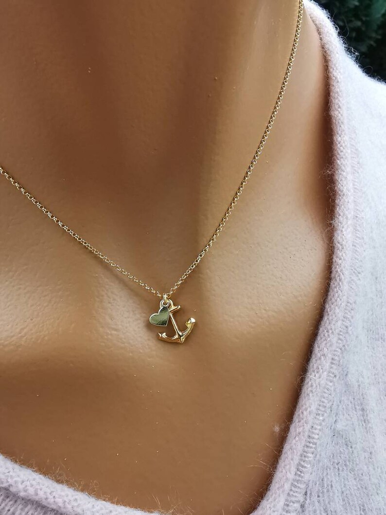 Anker Hals Kette mit Herz Anhänger 925 Sterling Silber coin - Etsy.de