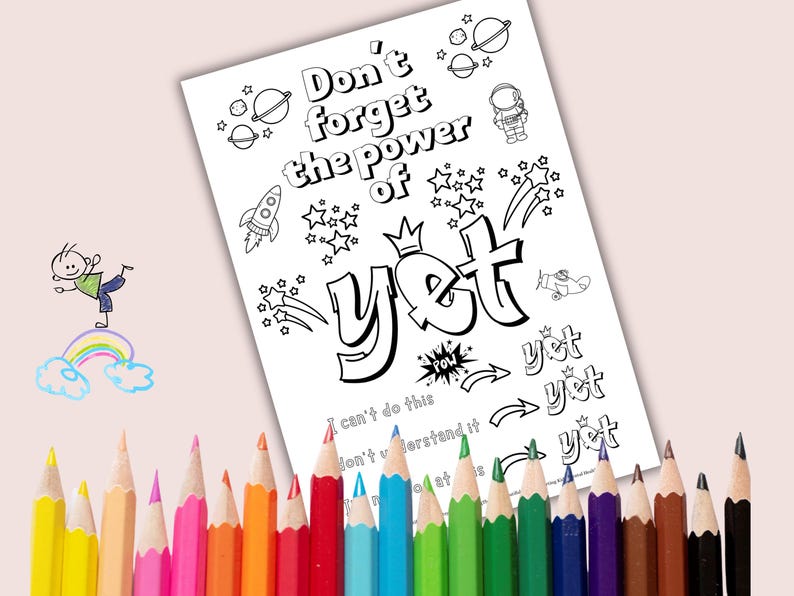 Growth Mindset Coloring Page: Power of Yet, SEL Activity (PDF Download ...