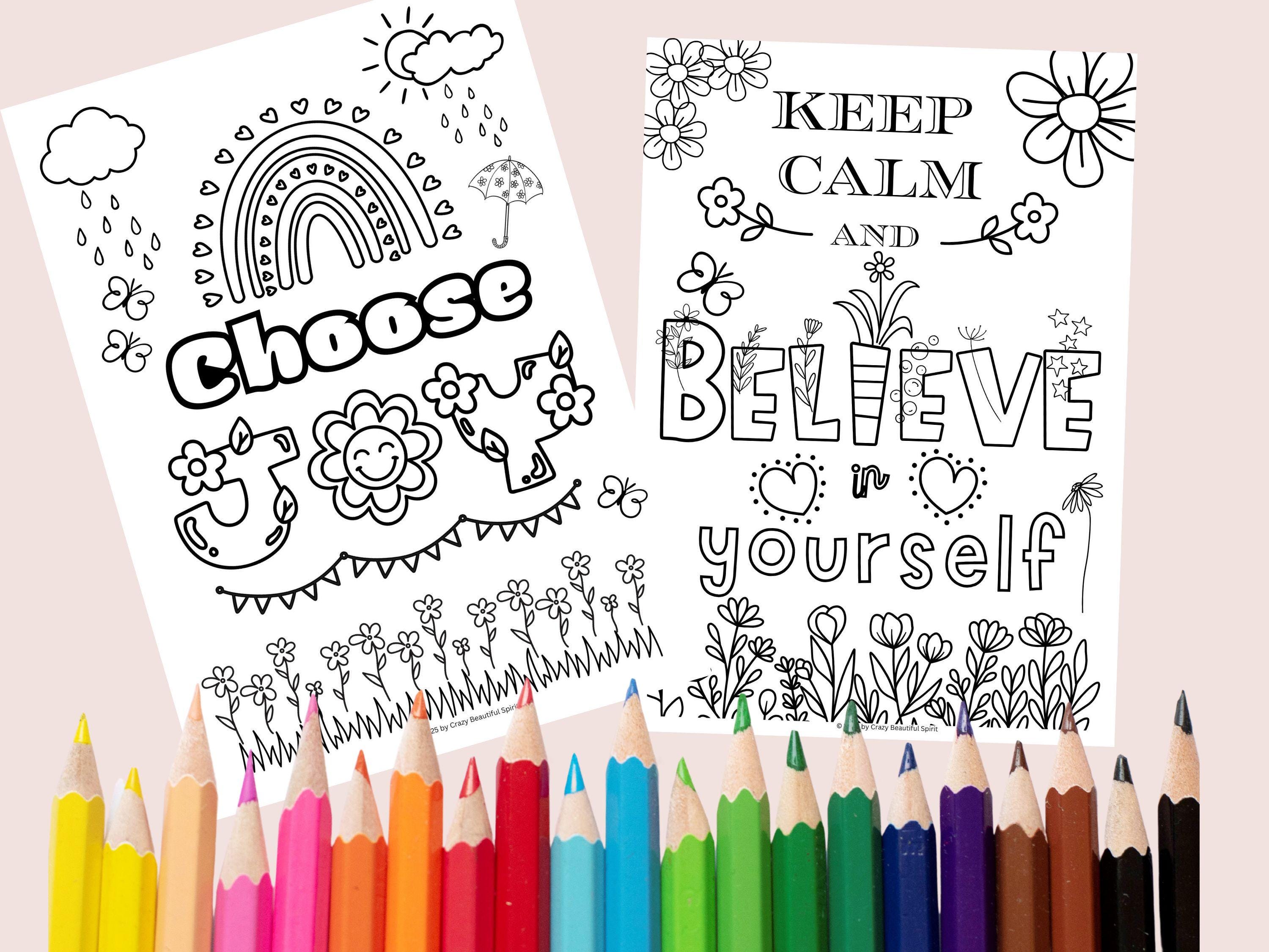 Kids Positivity Quotes Coloring Pages: Confidence & Calm (printable PDF ...