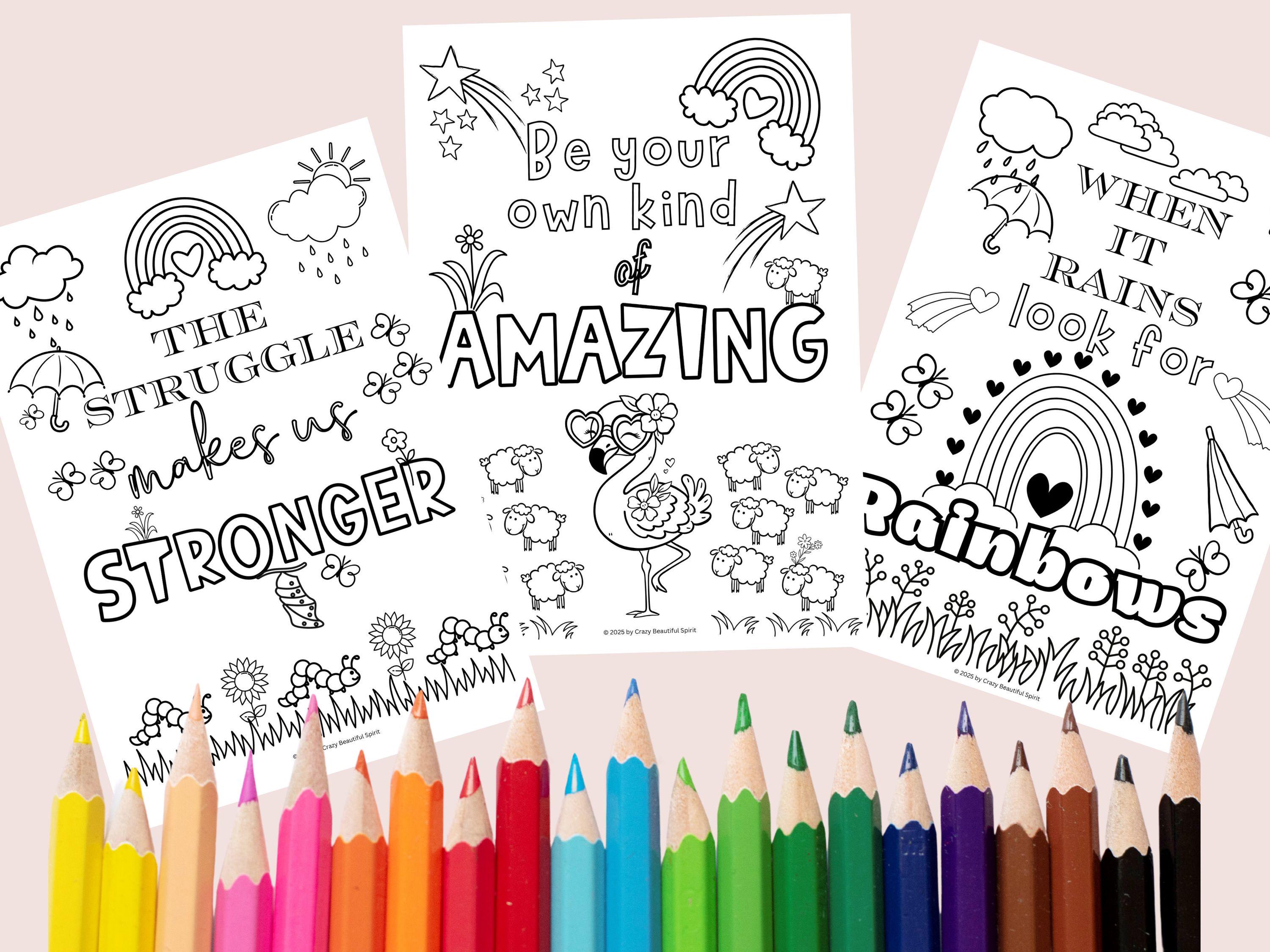 Kids Positivity Quotes Coloring Pages: Confidence & Calm (printable PDF ...