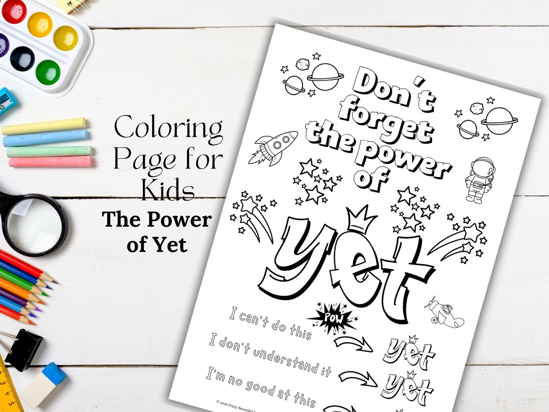 Growth Mindset Coloring Page: Power of Yet, SEL Activity (PDF Download ...