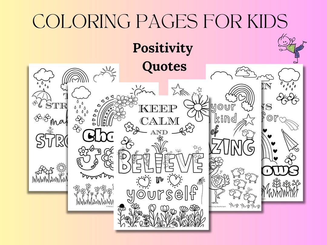 Kids Positivity Quotes Coloring Pages: Confidence & Calm (printable PDF ...