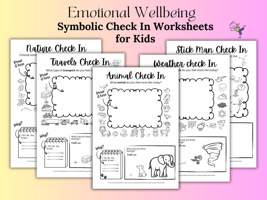 Kids Emotional Check-in Worksheets: Symbolic Feelings Drawing Pages ...
