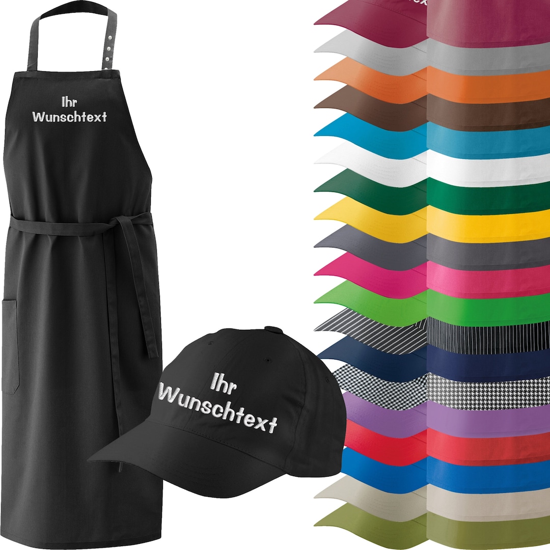 Set Grill Apron Baseball Cap Embroidered With Desired Text / - Etsy