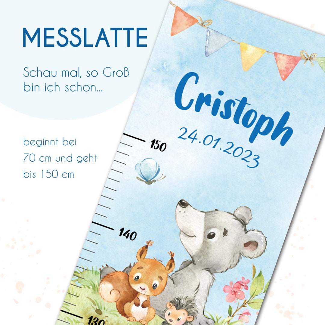 Personalized Measuring Stick for Children - Meadow Animals - Etsy